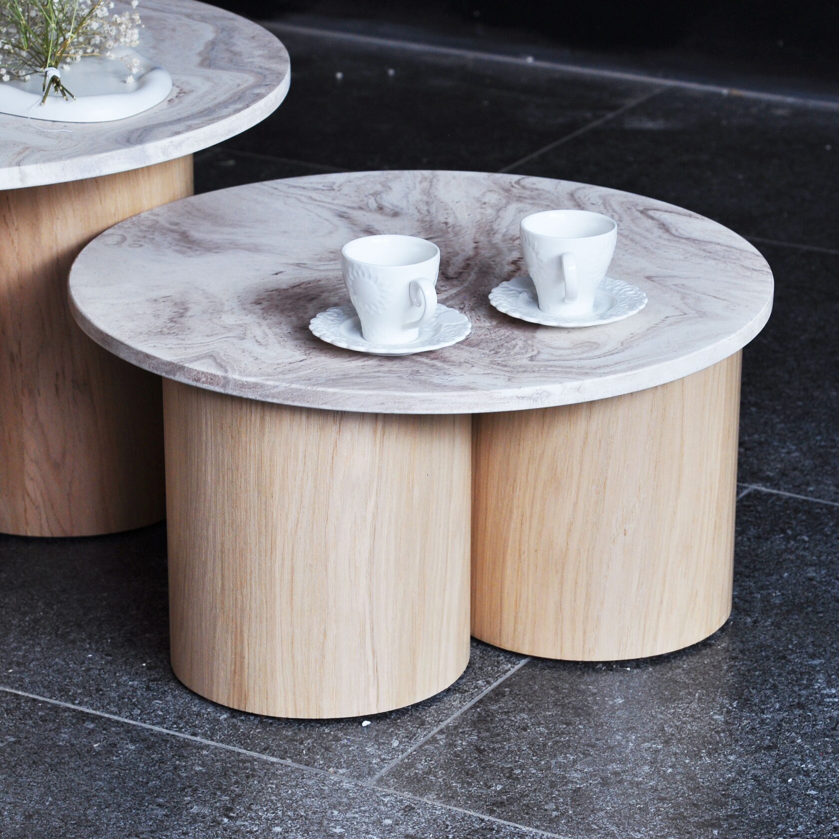 Журнальный стол Лейна 50x50 см искусственный камень, шпонированная ...