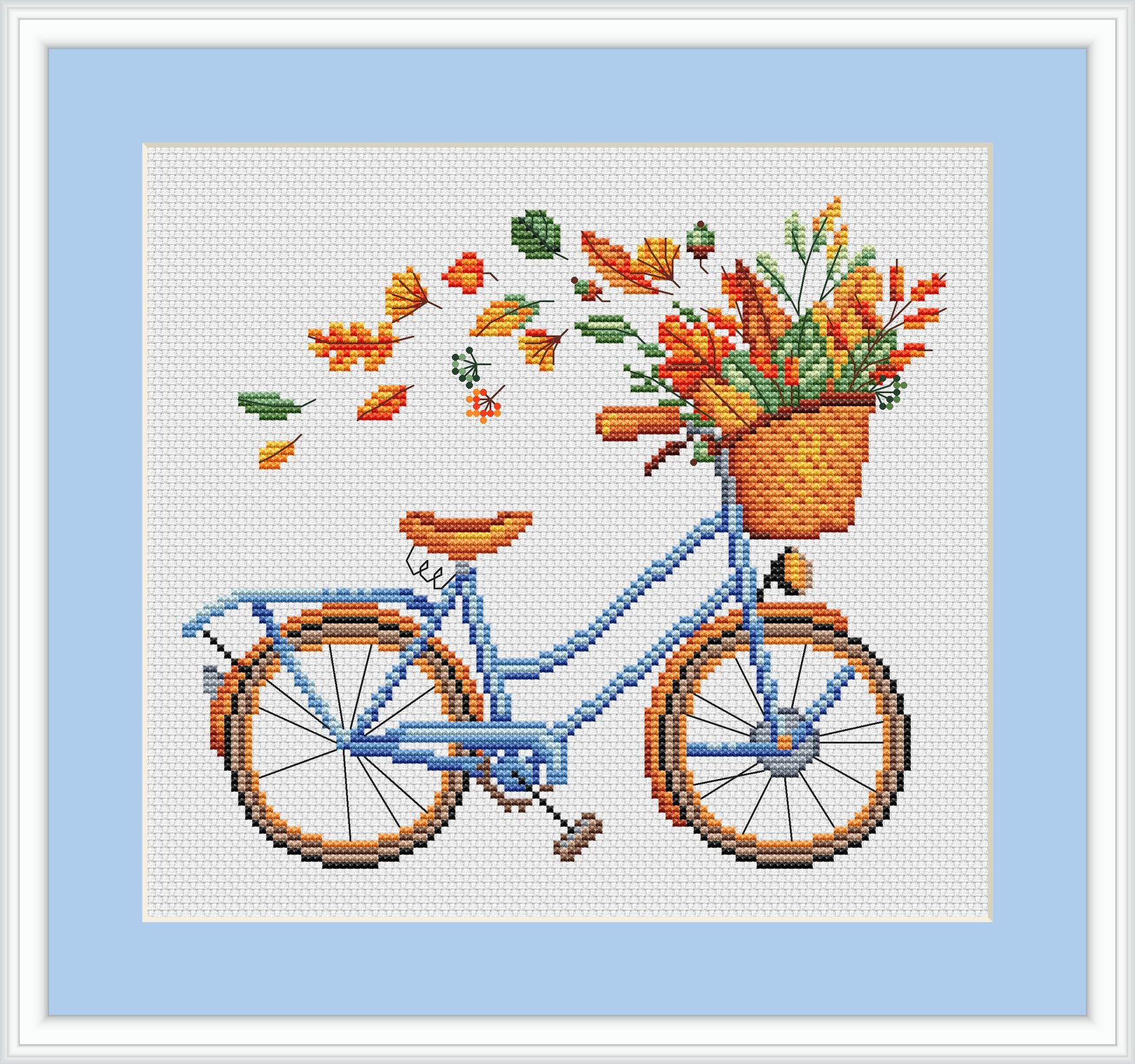 Autumn Bicycle Cross Stitch Pattern