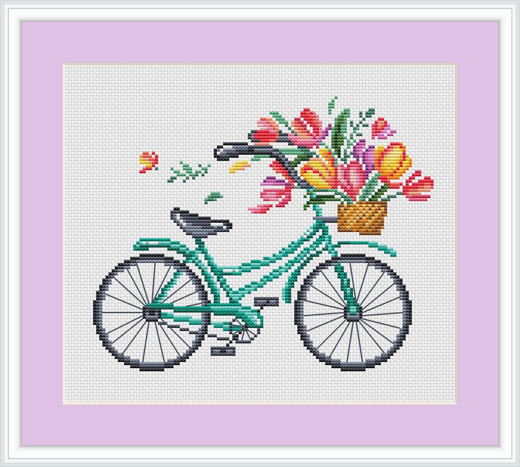 Spring Bicycle Cross Stitch Pattern