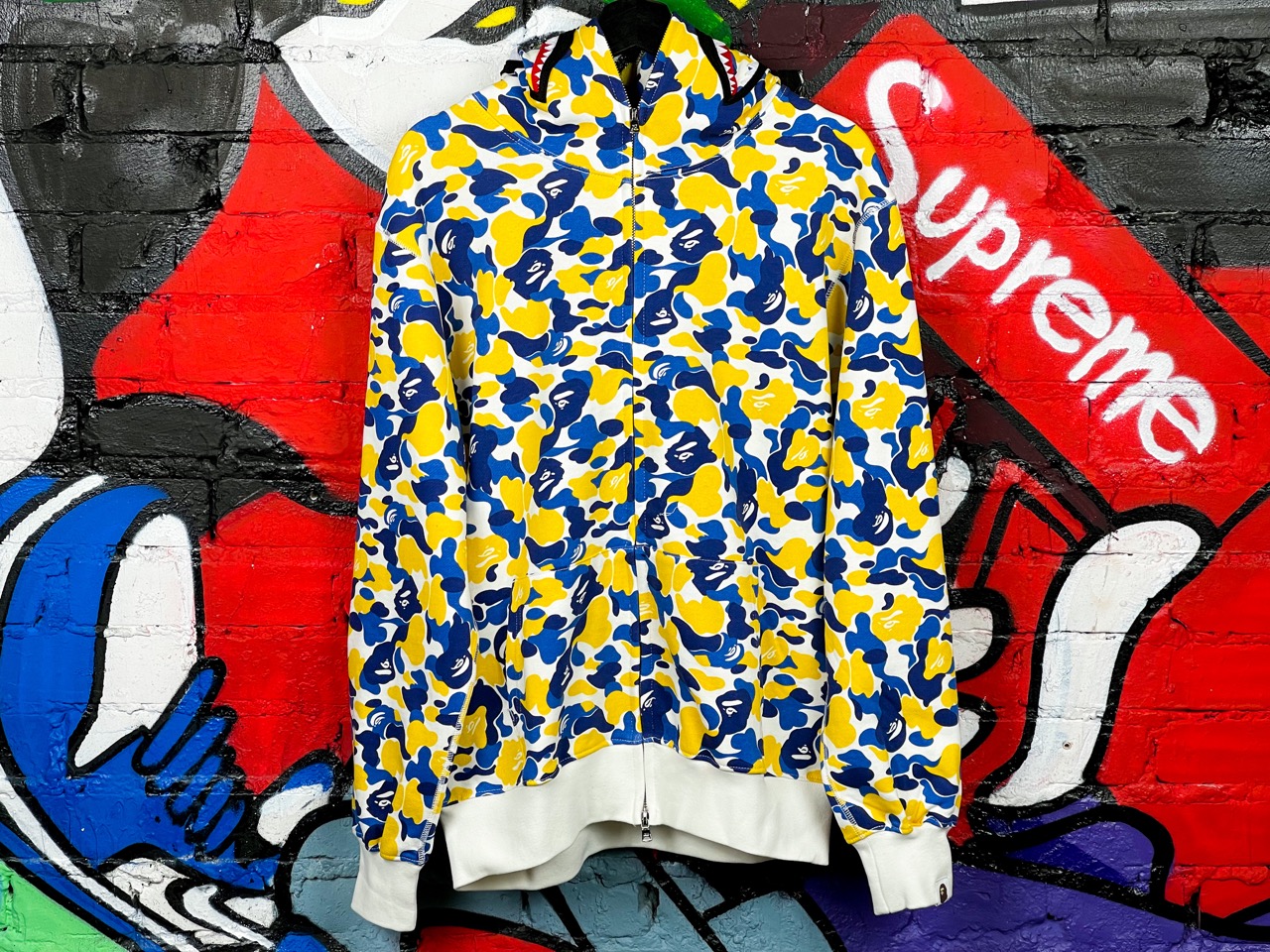 Full Zip Hoodie Bape Yellow/Blue
