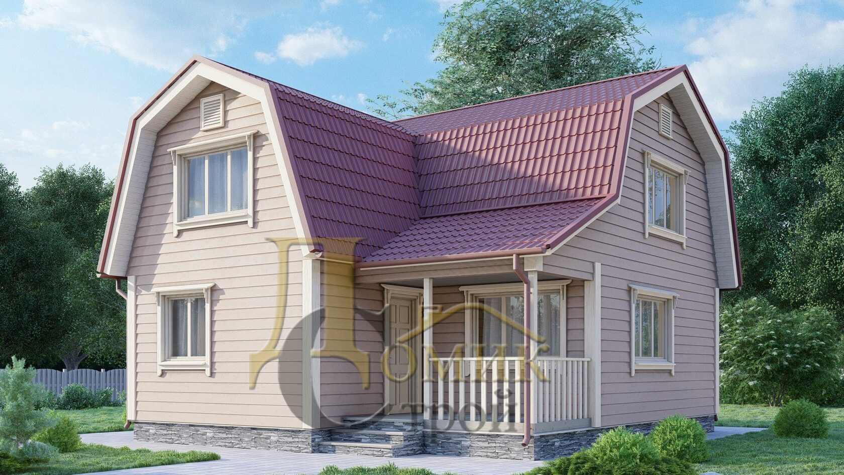 Каркасный дачный дом на сваях Новинка 8x9 с террасой — 144 кв м 1 5