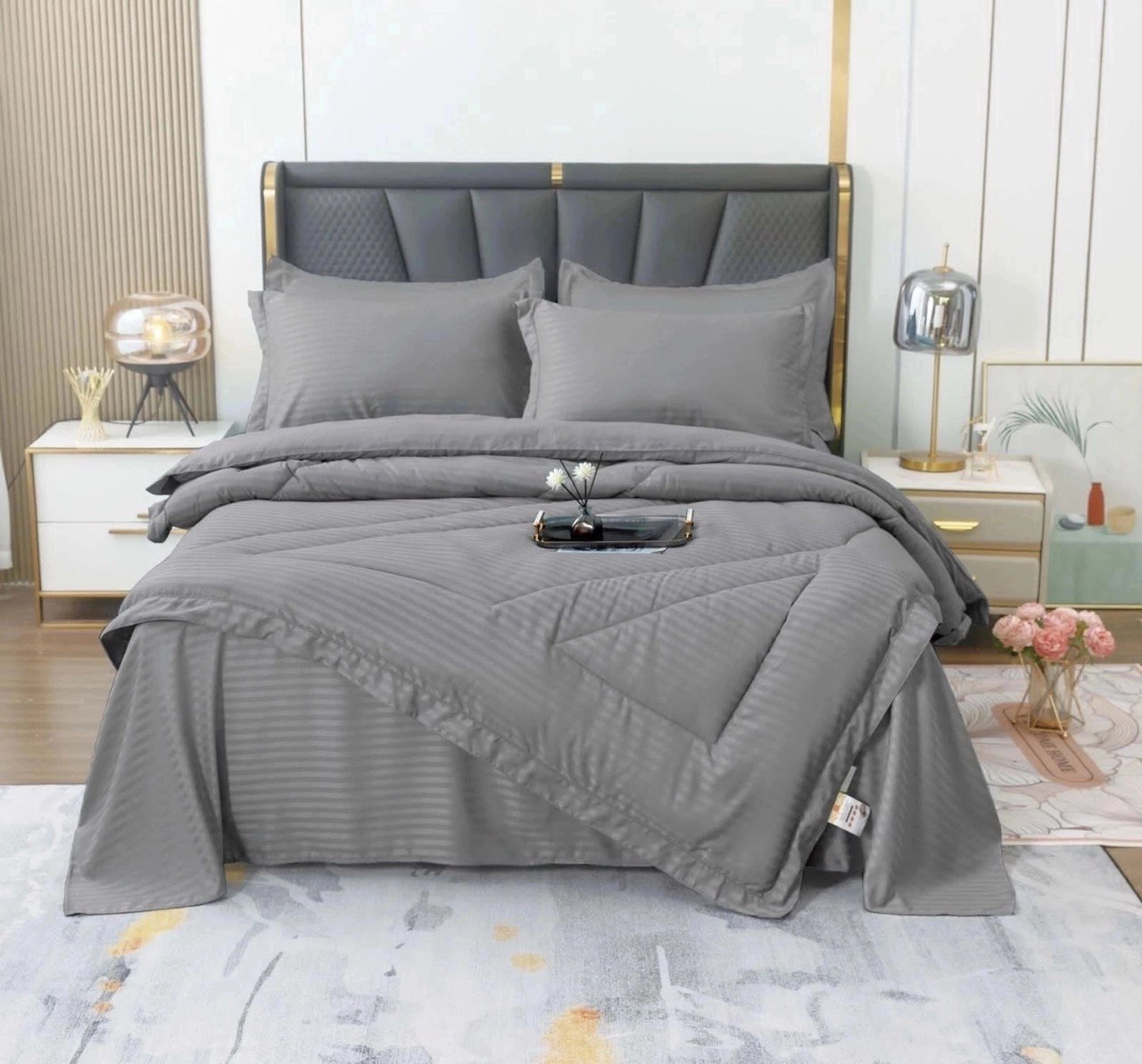 Постельное белье с одеялом Striped-satin №6 - купить в Москве недорого ...