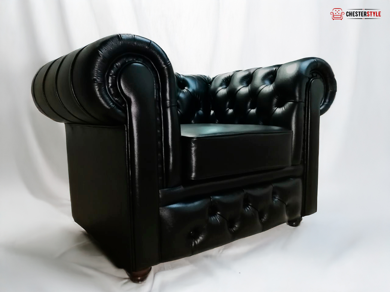 Кресло Chester. Экокожа Phantom черный. Царга двухрядовая. Опоры ...