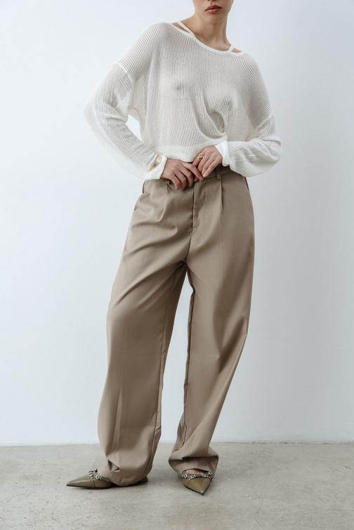 Полупрозрачный белый лонгслив