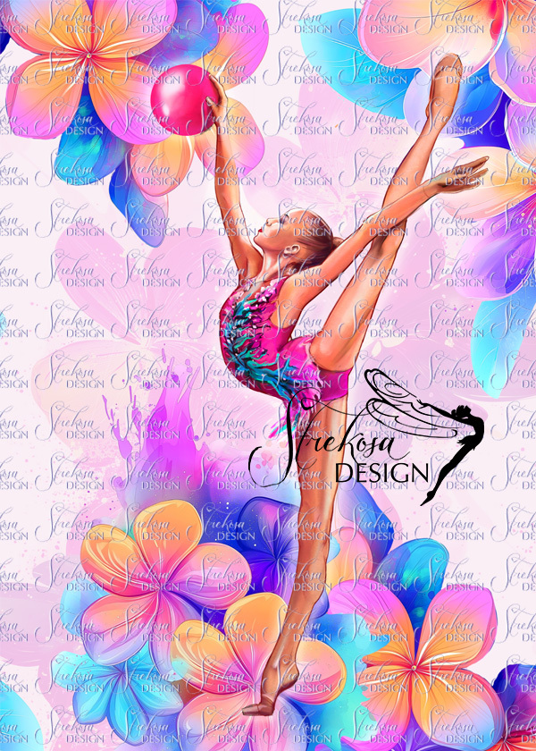 Spring Rhythm Gymnast: A Vibrant Illustration for Merch, Events & Décor