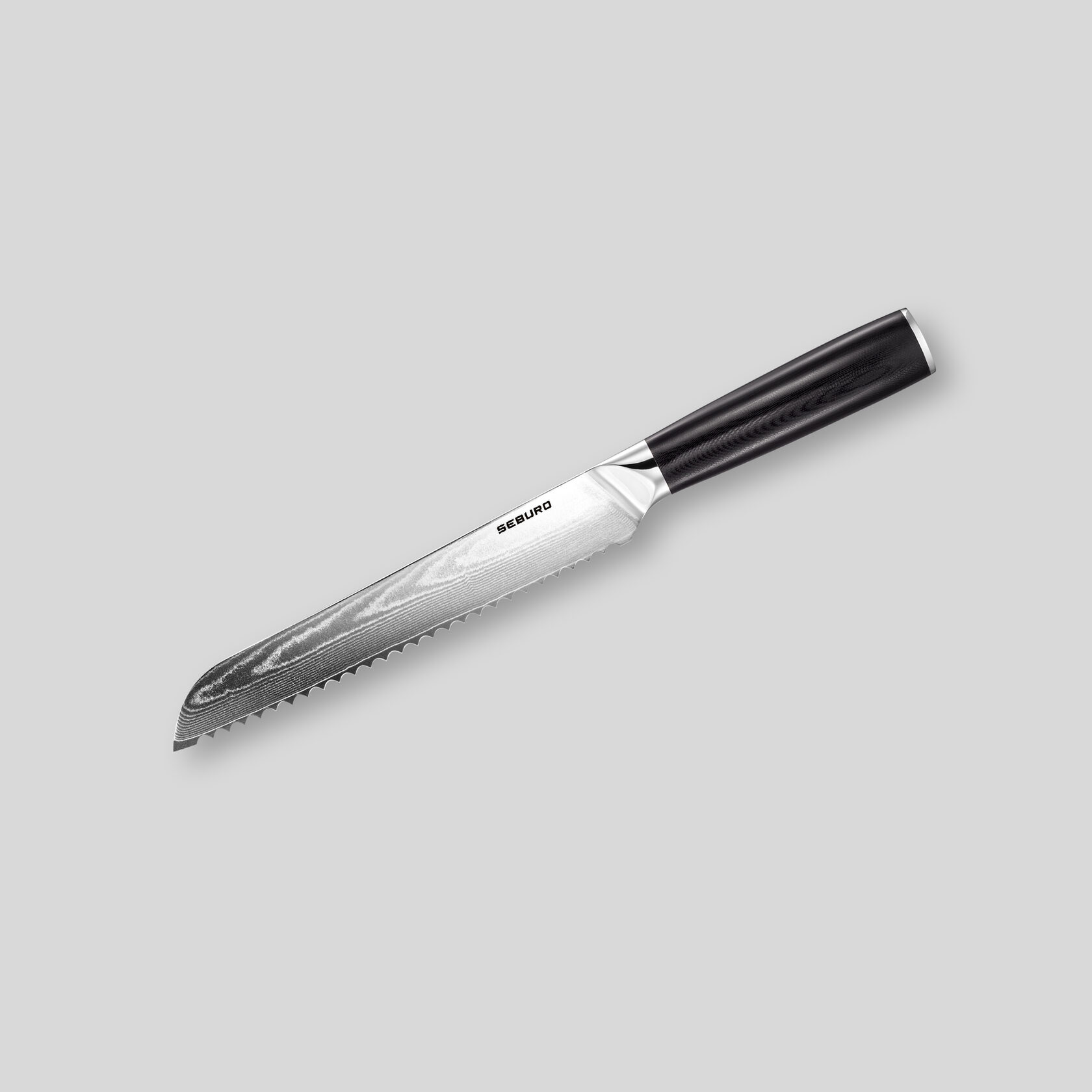 Нож кухонный профессиональный Seburo SARADA Damascus для хлеба 19,5 см ...