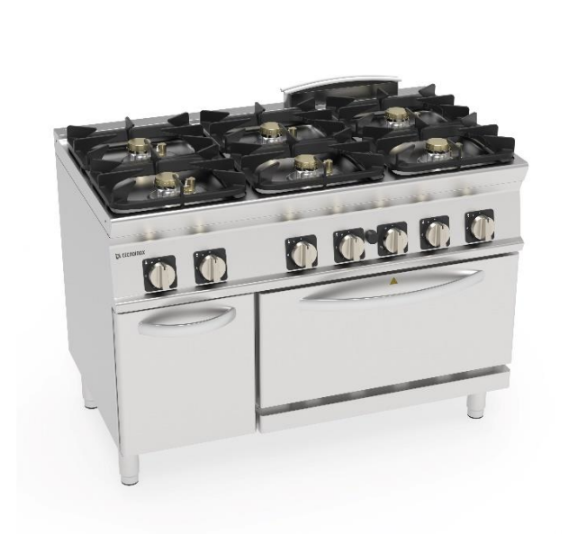 713210 | 6-BURNER HERMETIC GAS COOKER WITH CAST IRON GRIDS ON GN2/1 GAS ...