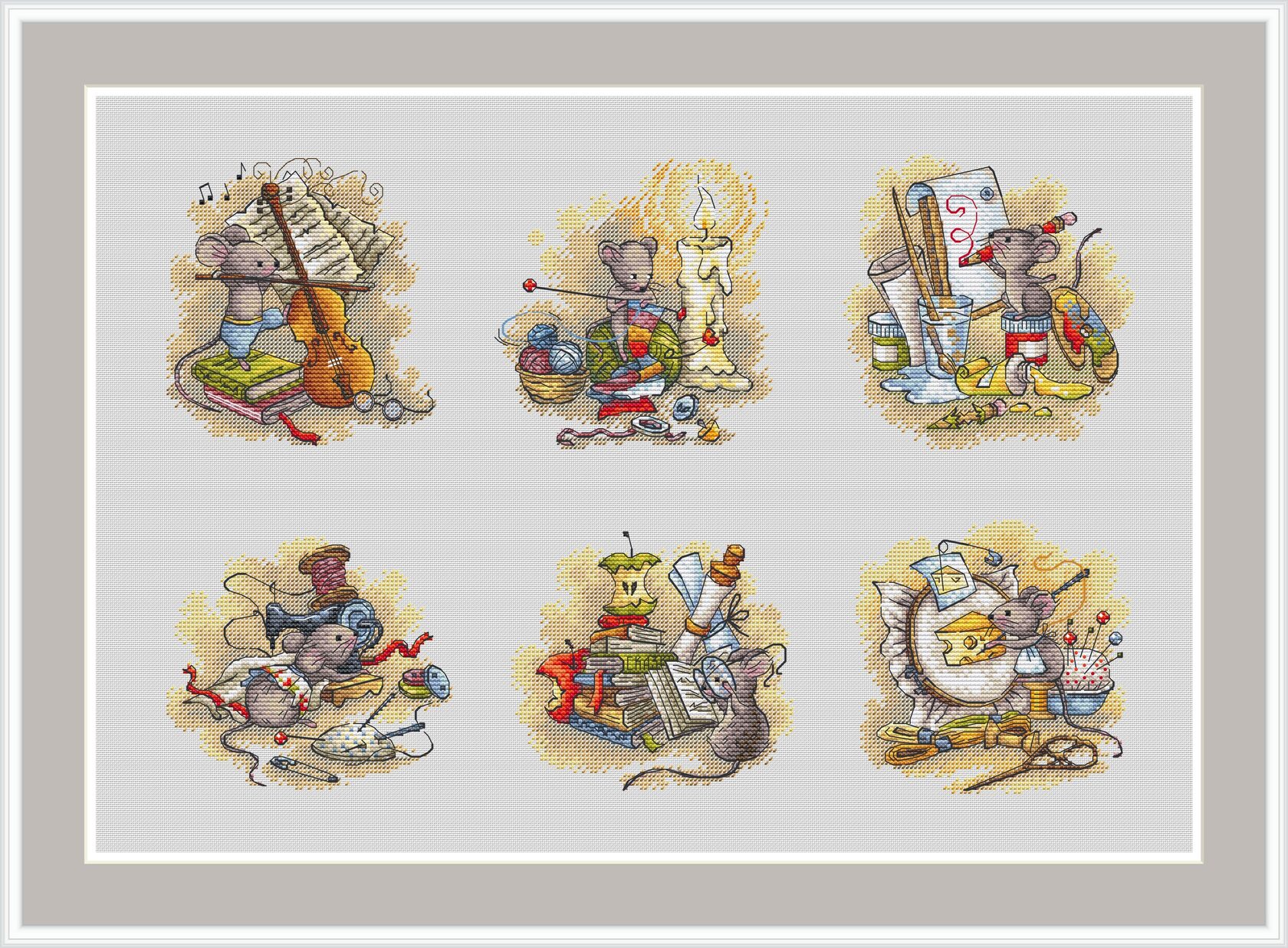 Mouse and Hobby Set Cross Stitch Pattern