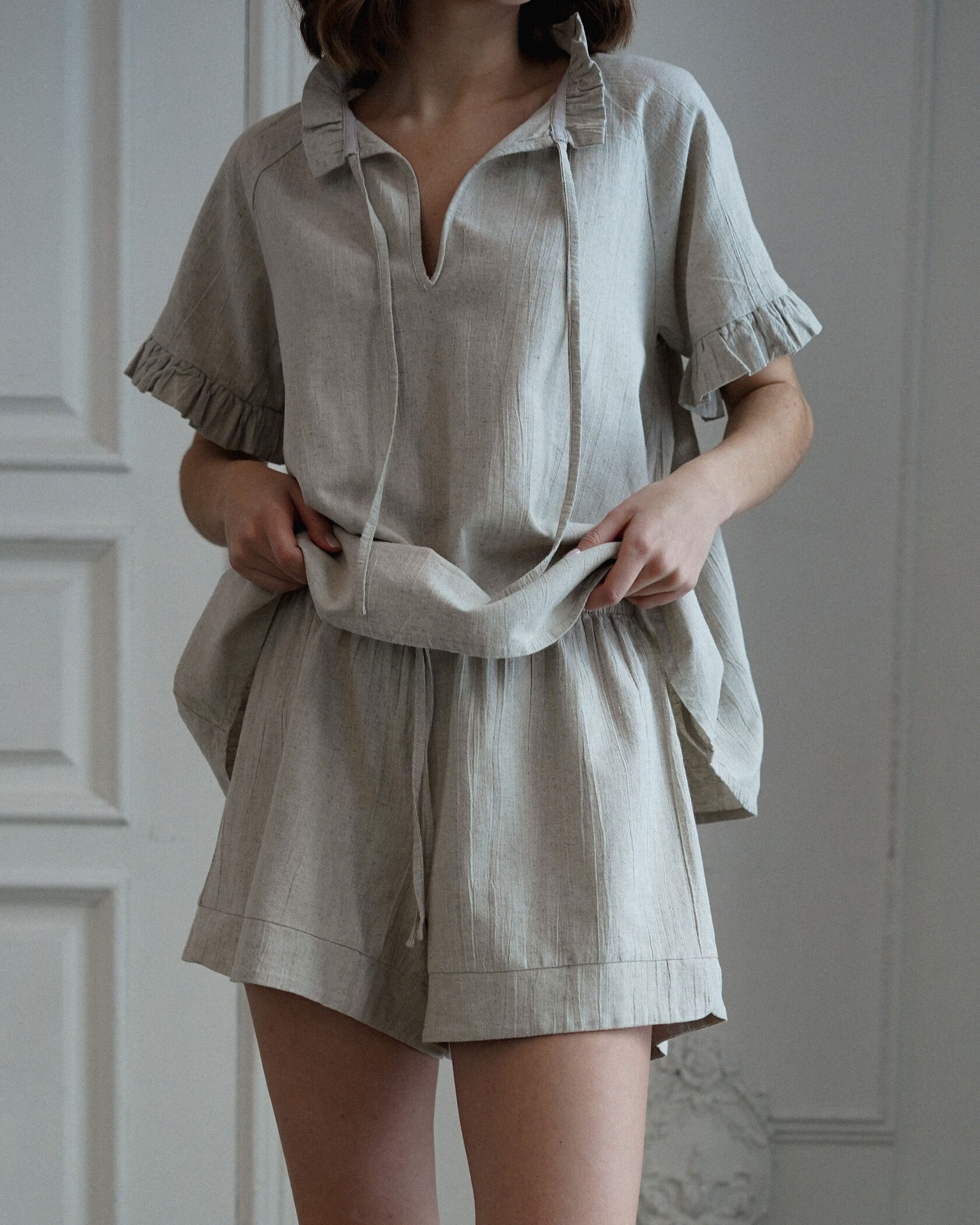 Бежевый льняной костюм Siena set - ENSO.SET