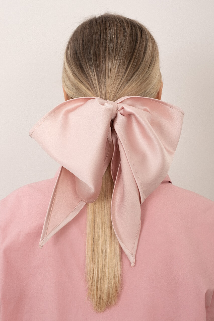 Бант з сатину на гумці пудровий - NATOCHKA