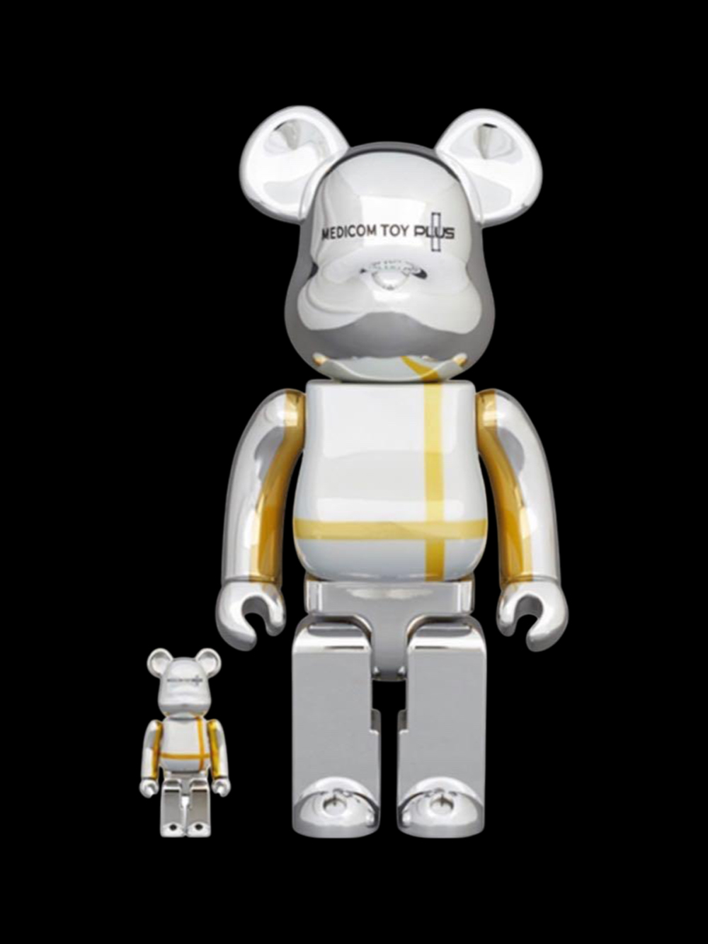 Bearbrick Medicom Toy Plus Set Chrome Gold 400% 100%