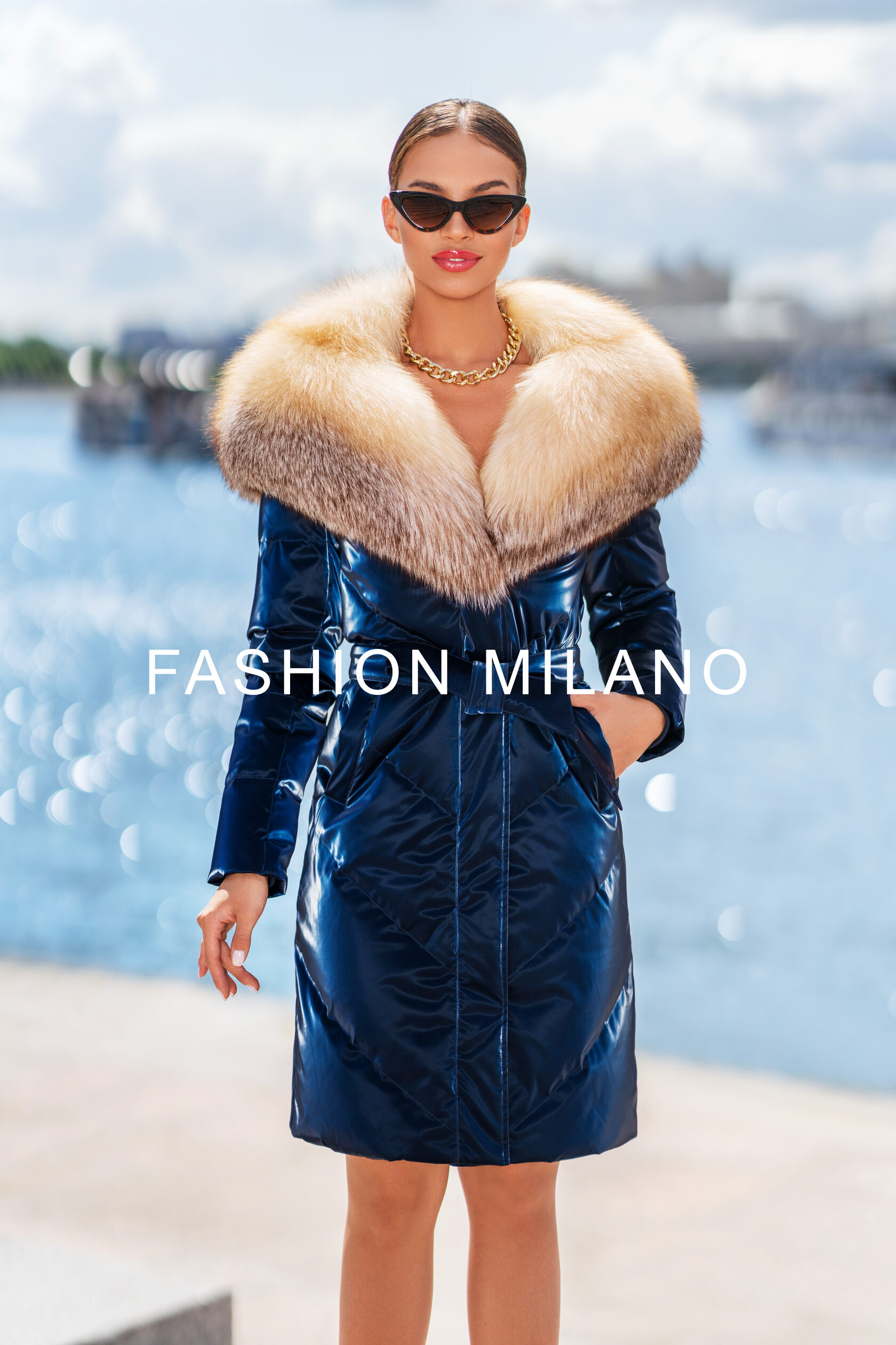 Пуховое пальто женское с натуральным мехом рыжей лисы MILANI MEDIUM RED ...