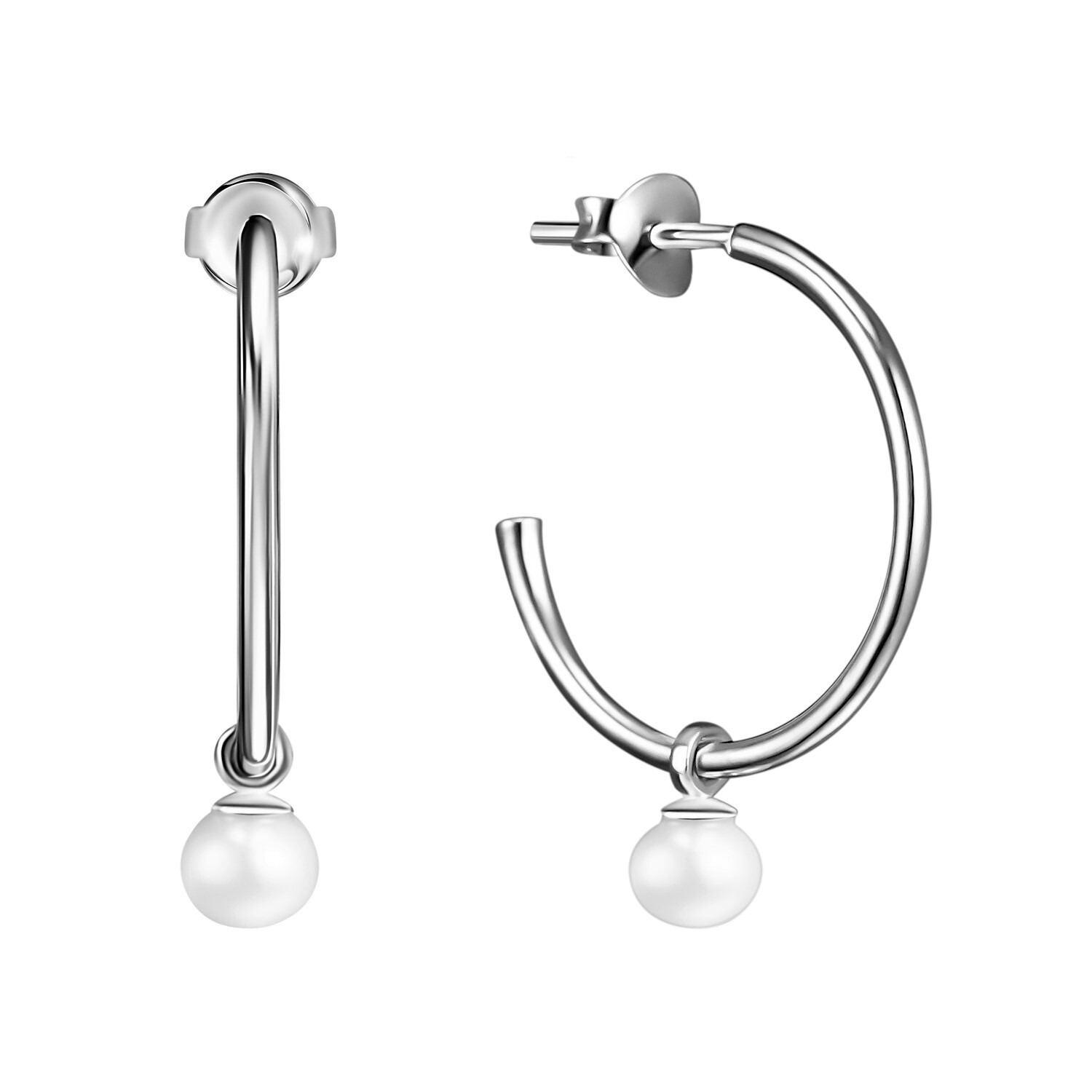 Серьги конго с подвижным жемчугом