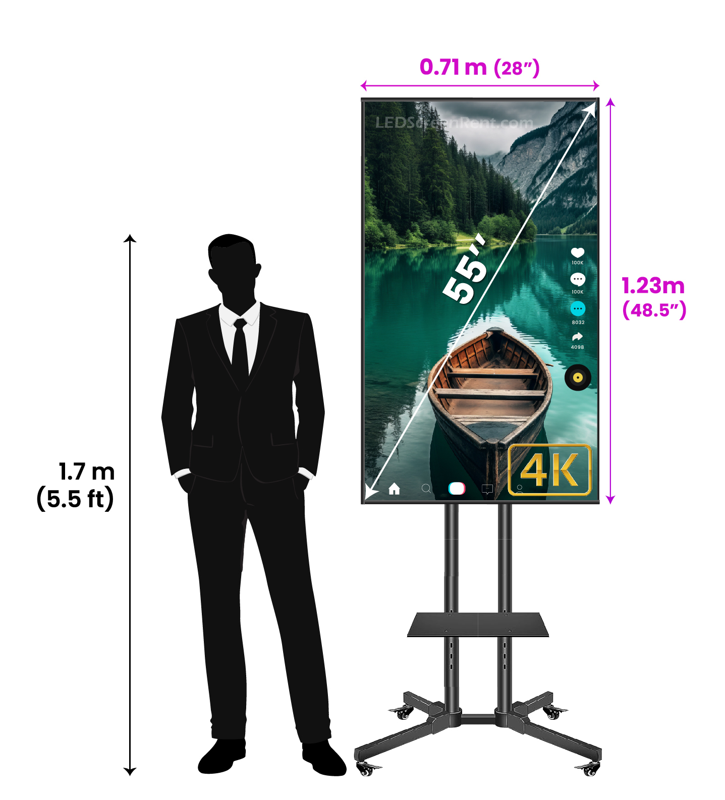 LED TV Screen 55", 4K, portrait (vertical) oriented - Samsung