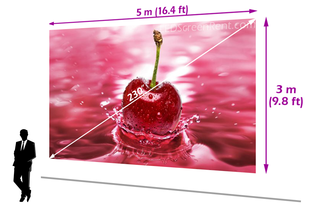 LED video screen 5 x 3 m for rent: price and specification