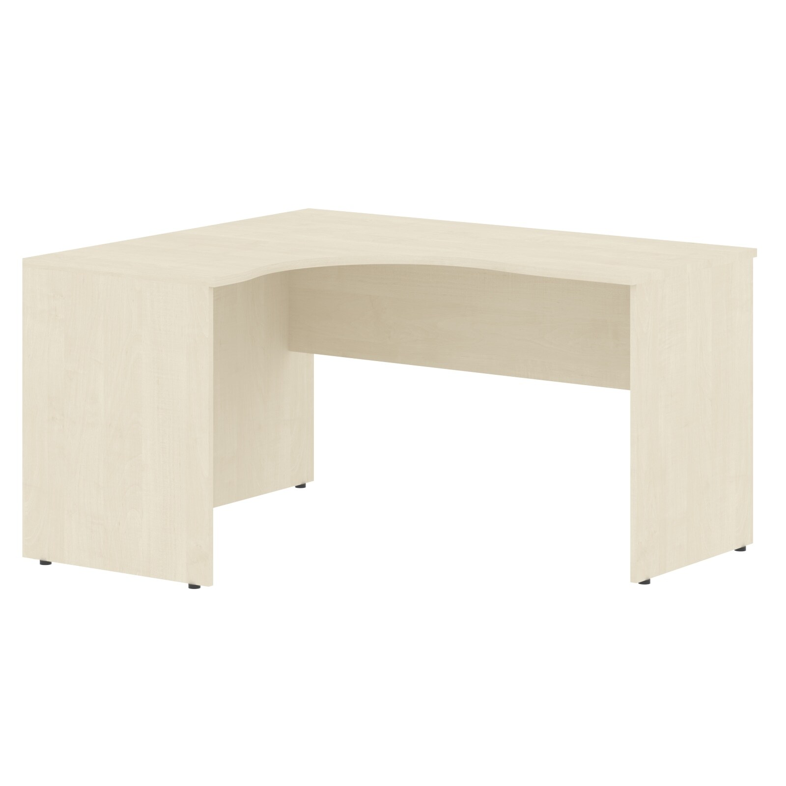 L-shape desk with wooden modesty panel and legs IMAGO