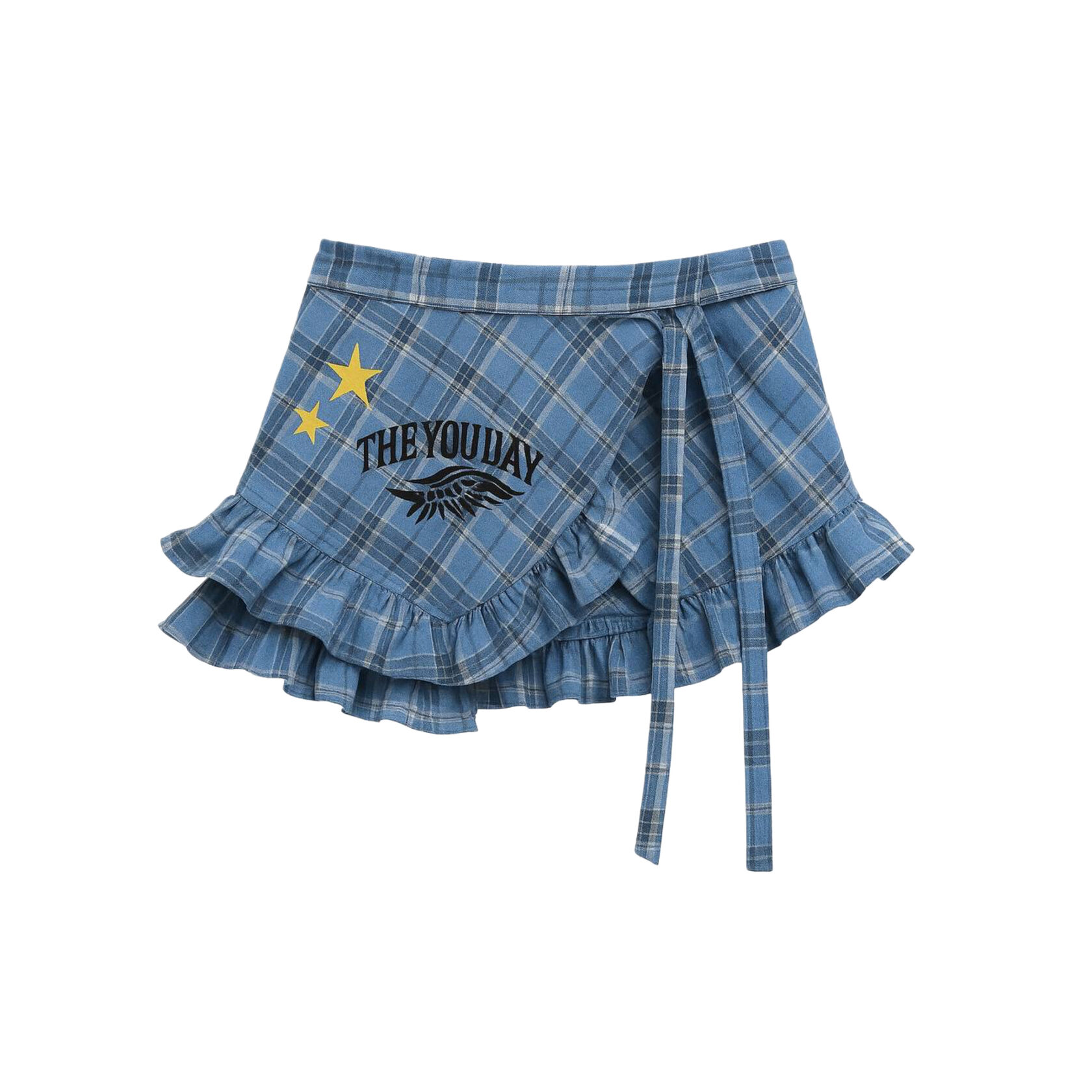 Blue Plaid Ruffle Corset Belt