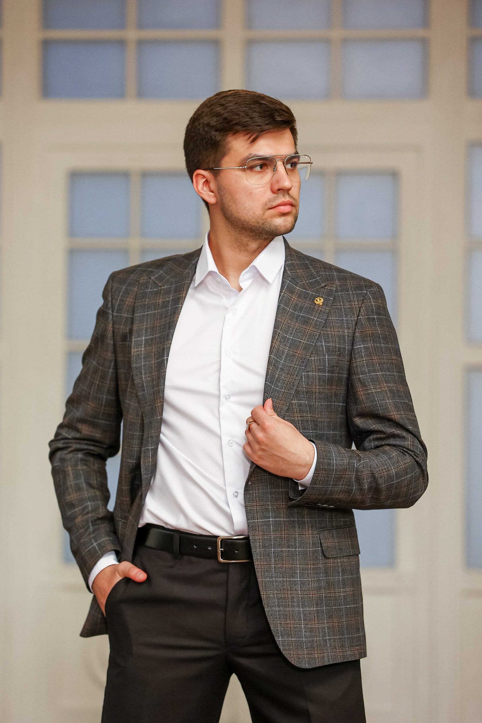 Пиджак клетка приталенный MARCO MILANO