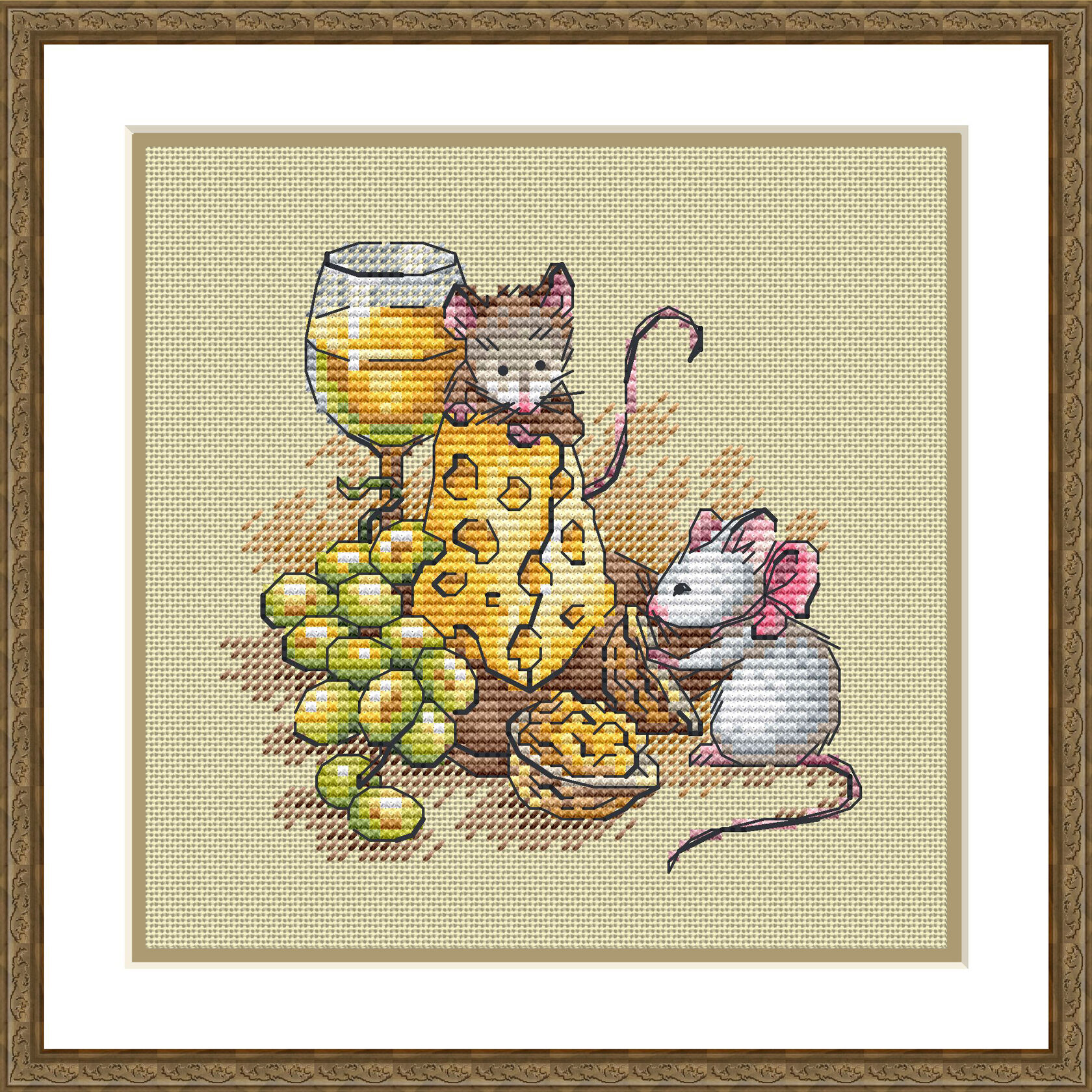 Mice and Cheese Cross Stitch Pattern