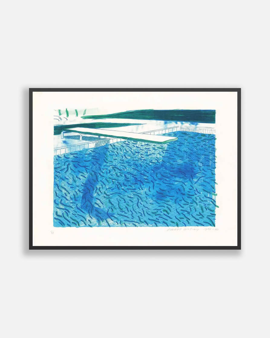 Lithograph Of Water Made Of Thick And Thin Lines, A Green Wash, A Light ...