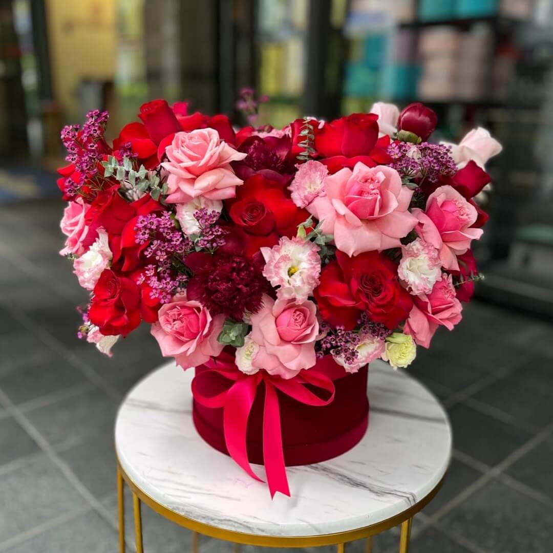 Danielle Box | Orchid & Rose Flower Arrangement