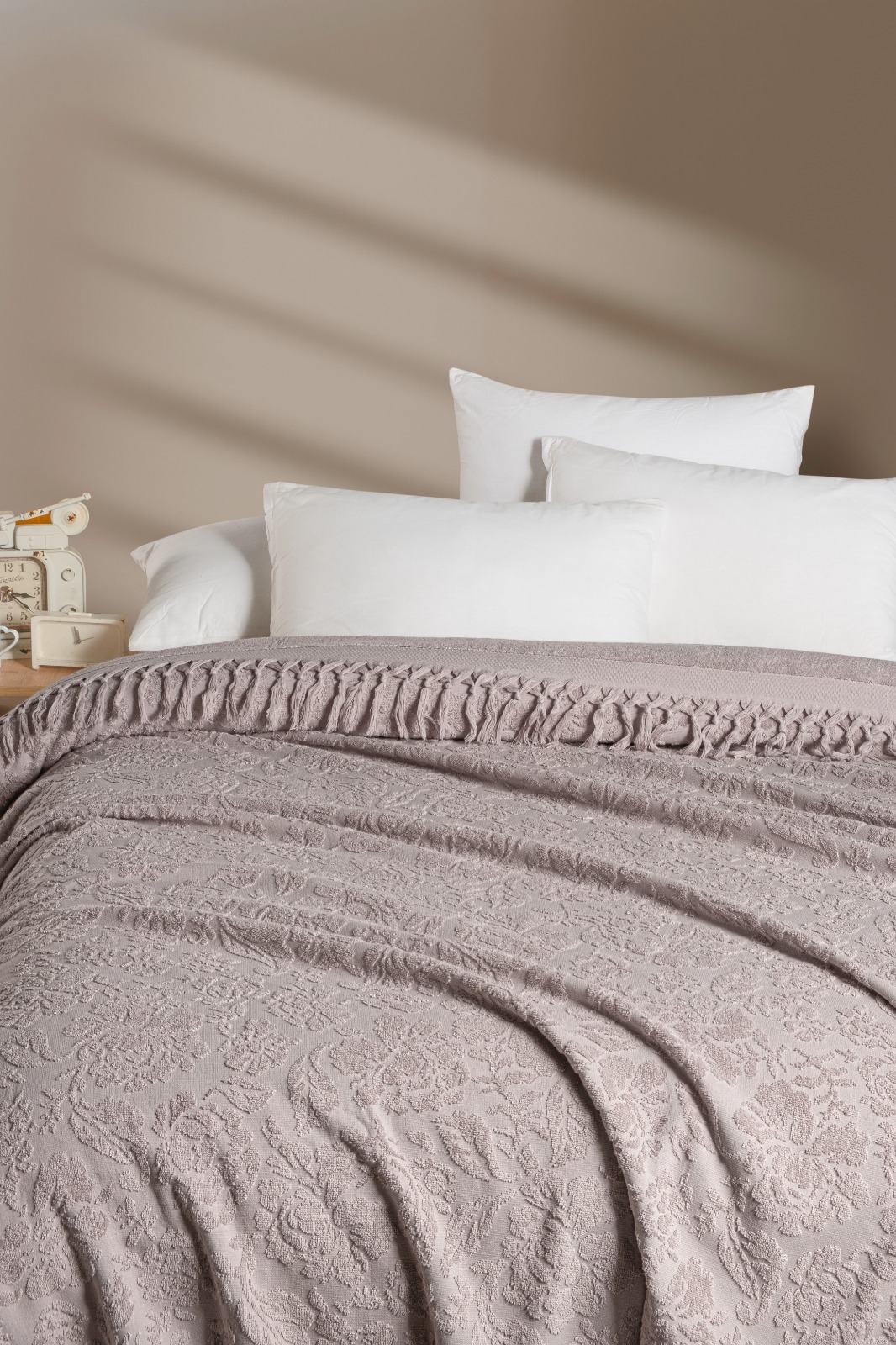 Купити махрове покривало Sikel 200 х 220 см Lilyum Gri - покривало на ліжко