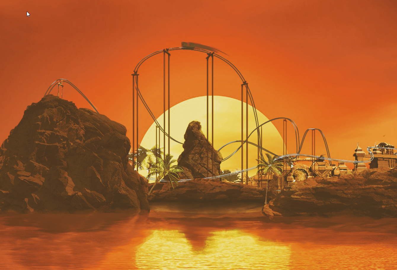 Roller coaster sunset