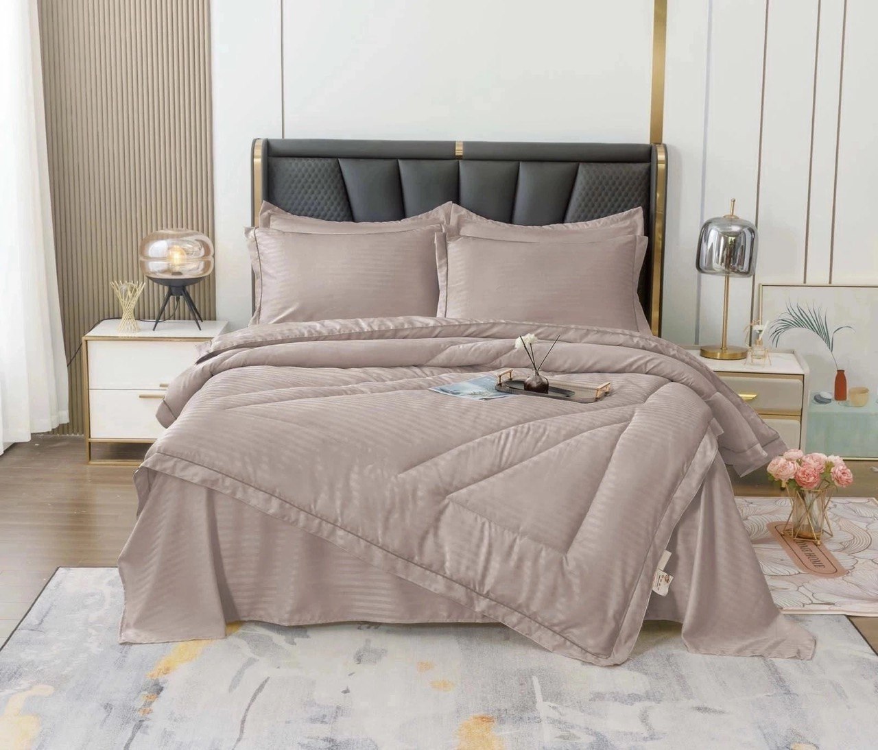 Постельное белье с одеялом Striped-satin №2 - купить в Москве недорого ...