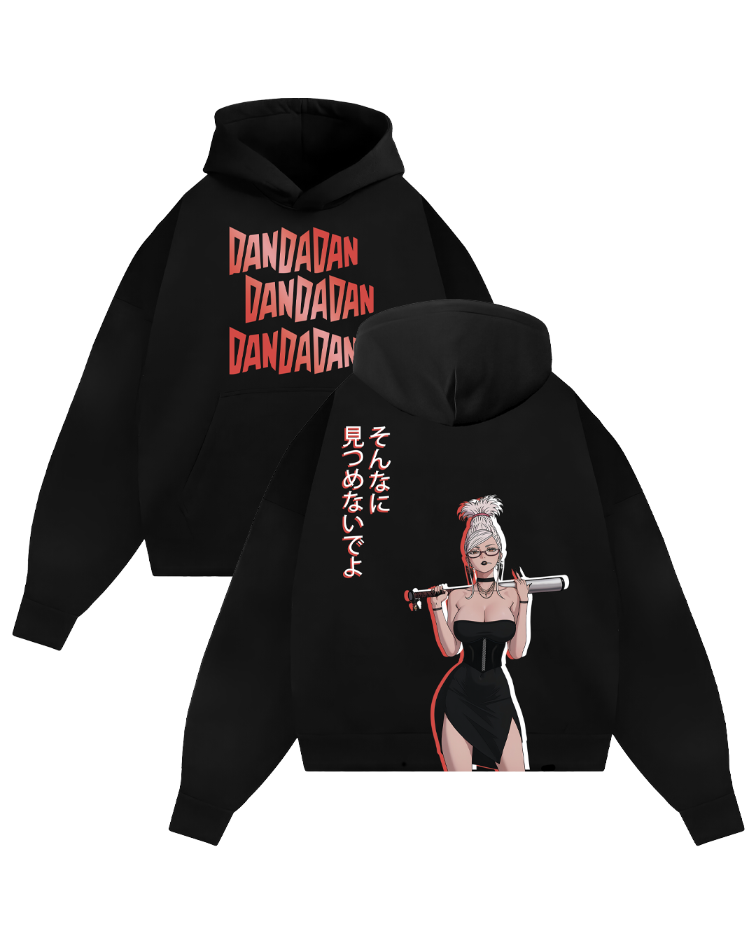 Худі оверсайз Seiko Ayase – Bat Queen – Dandadan – чорне / біле