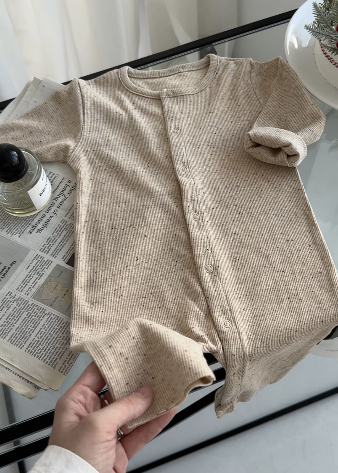 Комбинезон в рубчик - milk coffee