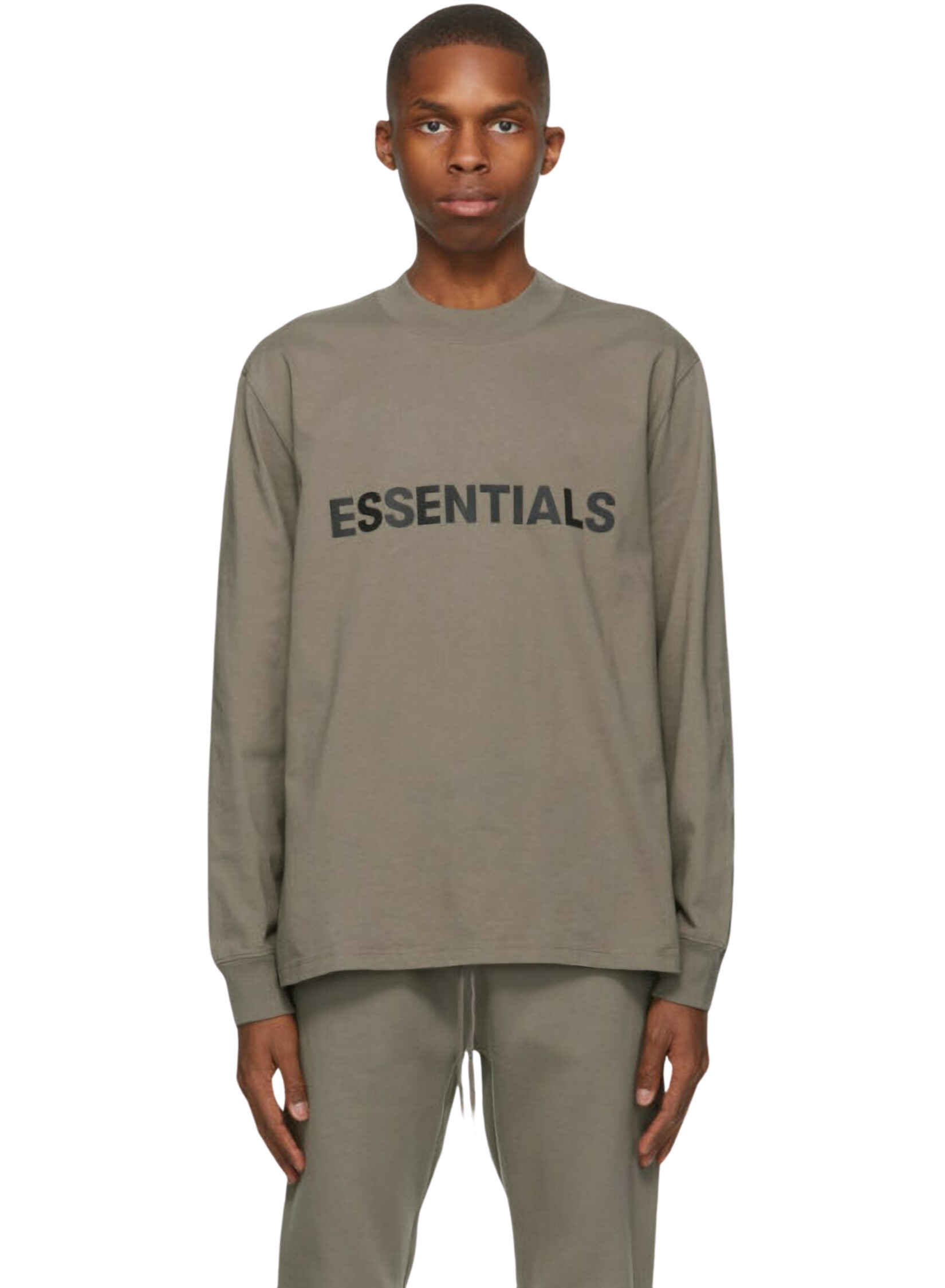 Лонгслив Fear Of God Essentials Front Logo long sleeve Cement | loft19.ru