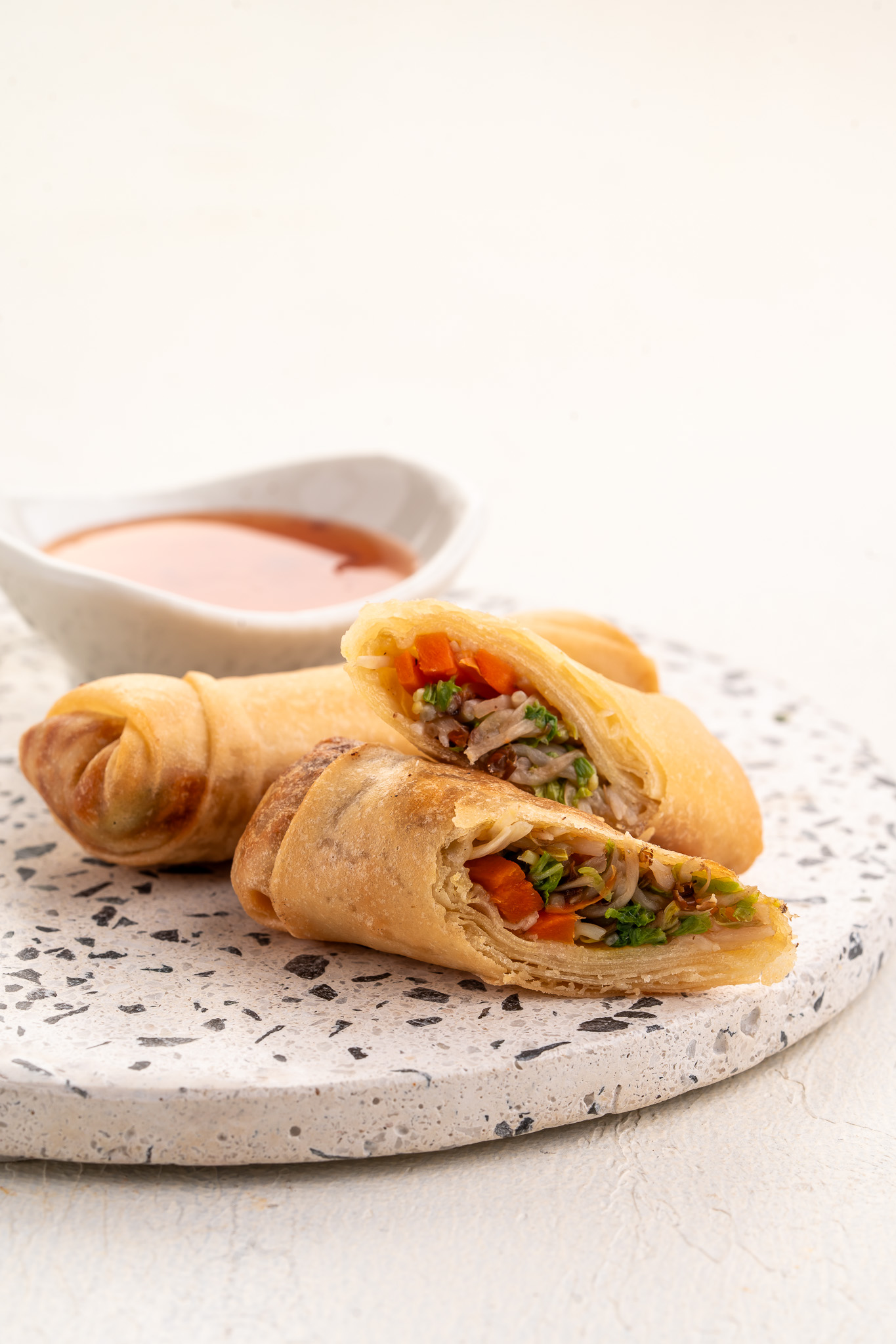 Vegetarian Spring Rolls with Sweet Chilli Sauce