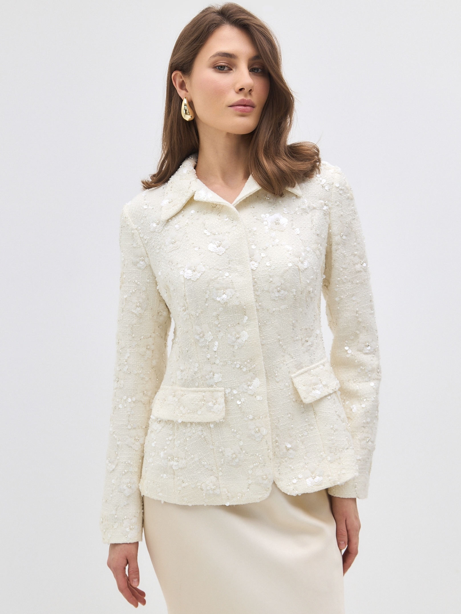 Приталенный жакет из твида красного цвета с пуговицами-сердцами - Mary ...