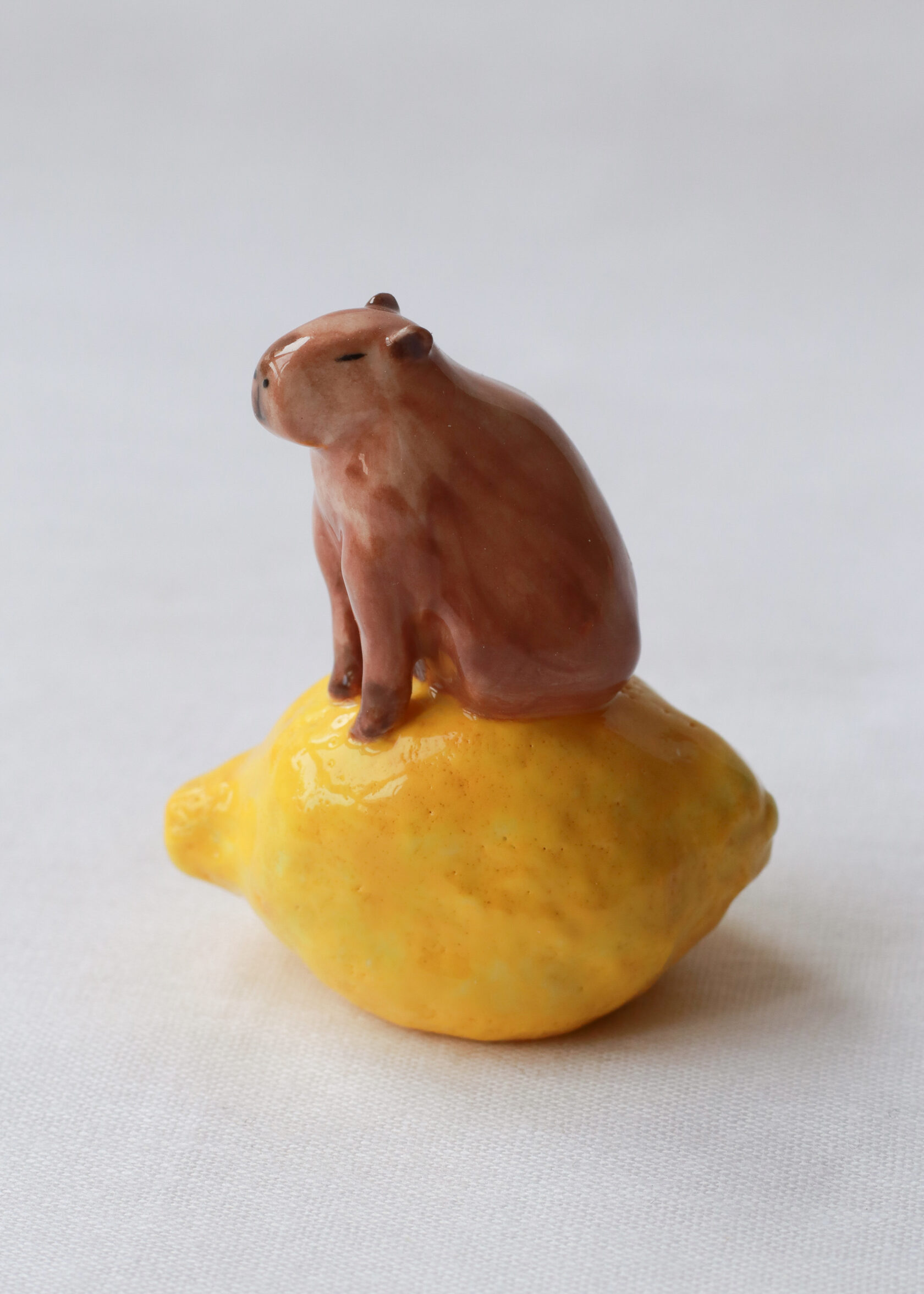 Lemon capybara figurine
