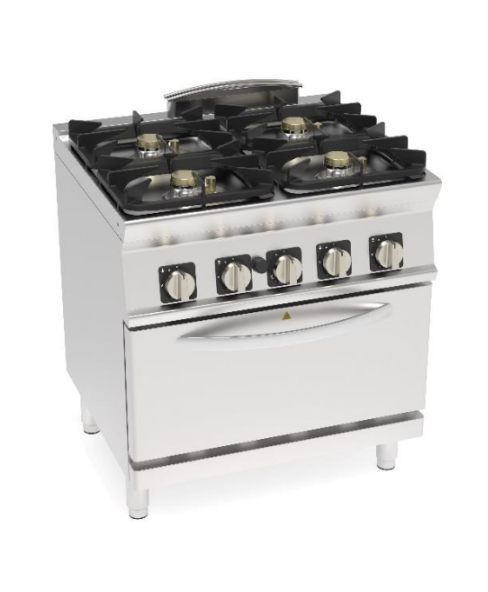 713207 | SUPER 4-BURNER HERMETIC GAS COOKER ON GN2/1 GAS STATIC OVEN ...