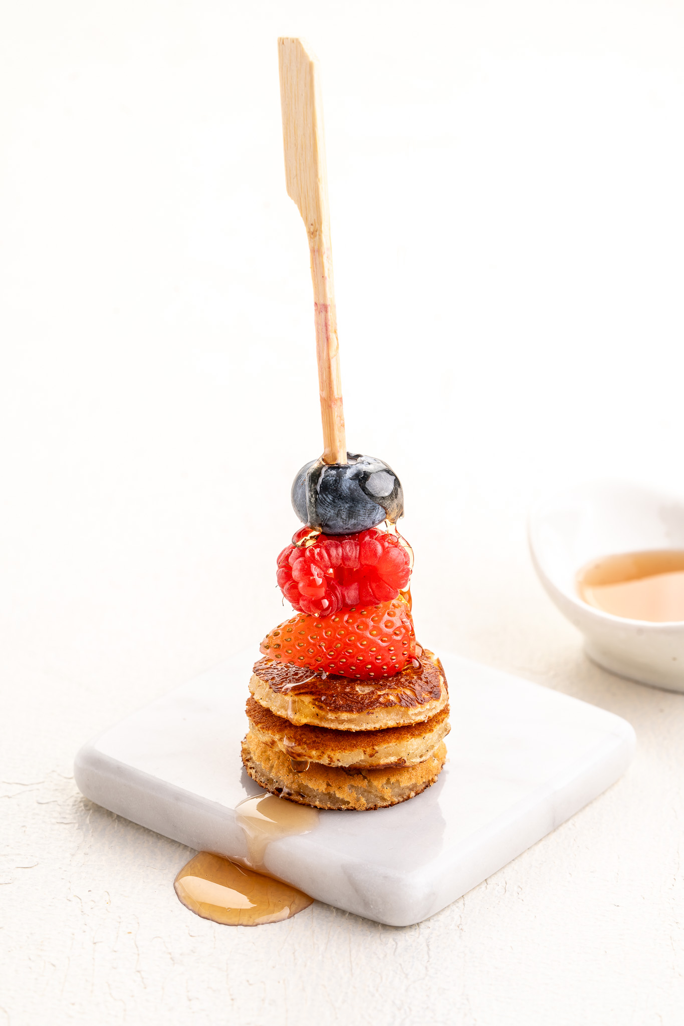 Mini Pancakes with Maple Syrup (served on skewers)