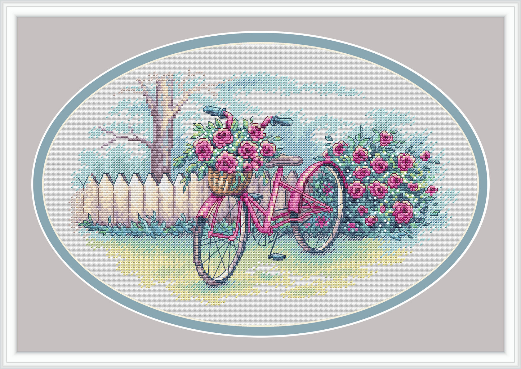 Pink Bicycle Cross Stitch Pattern