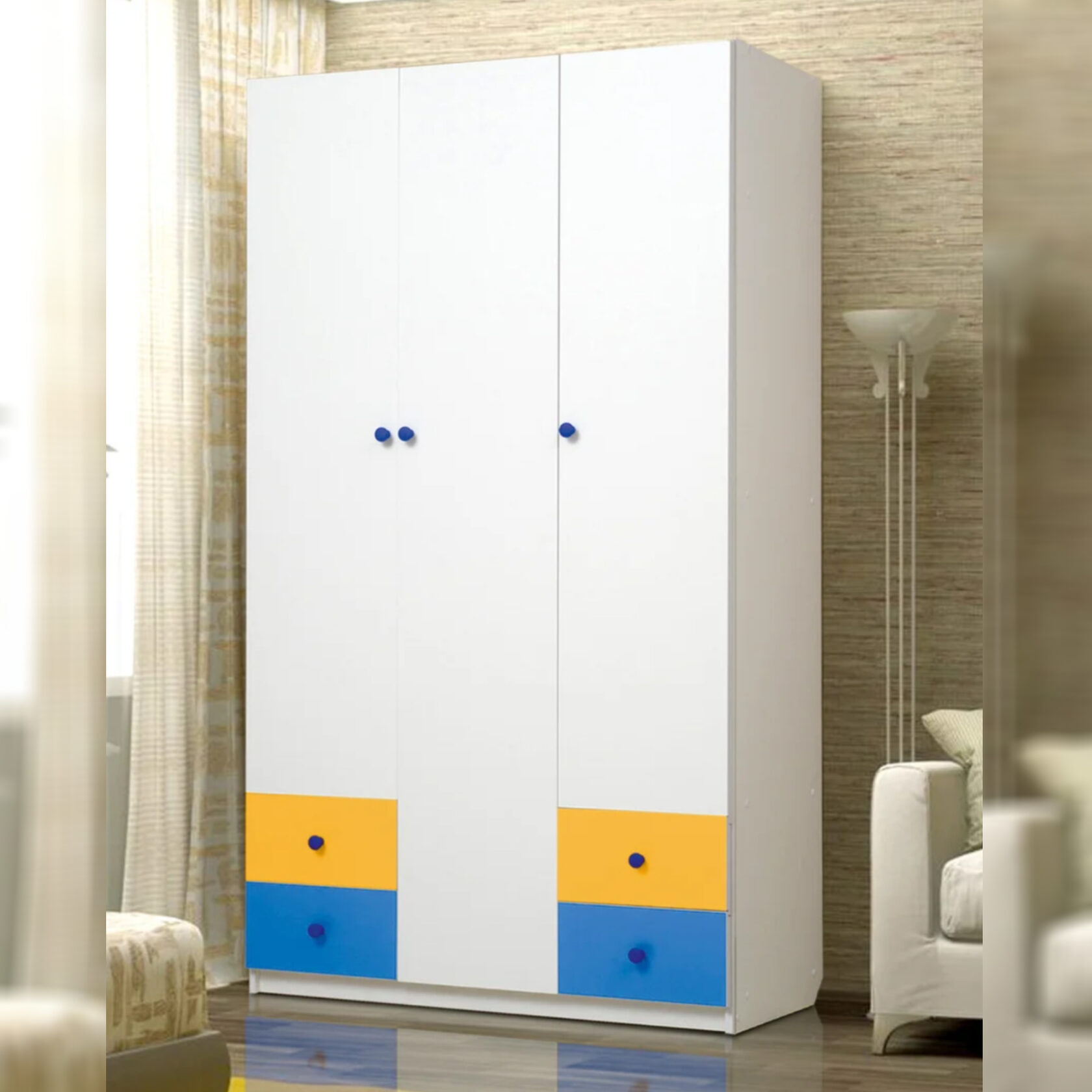 Шкаф 3-х дверный с ящиками "Радуга"