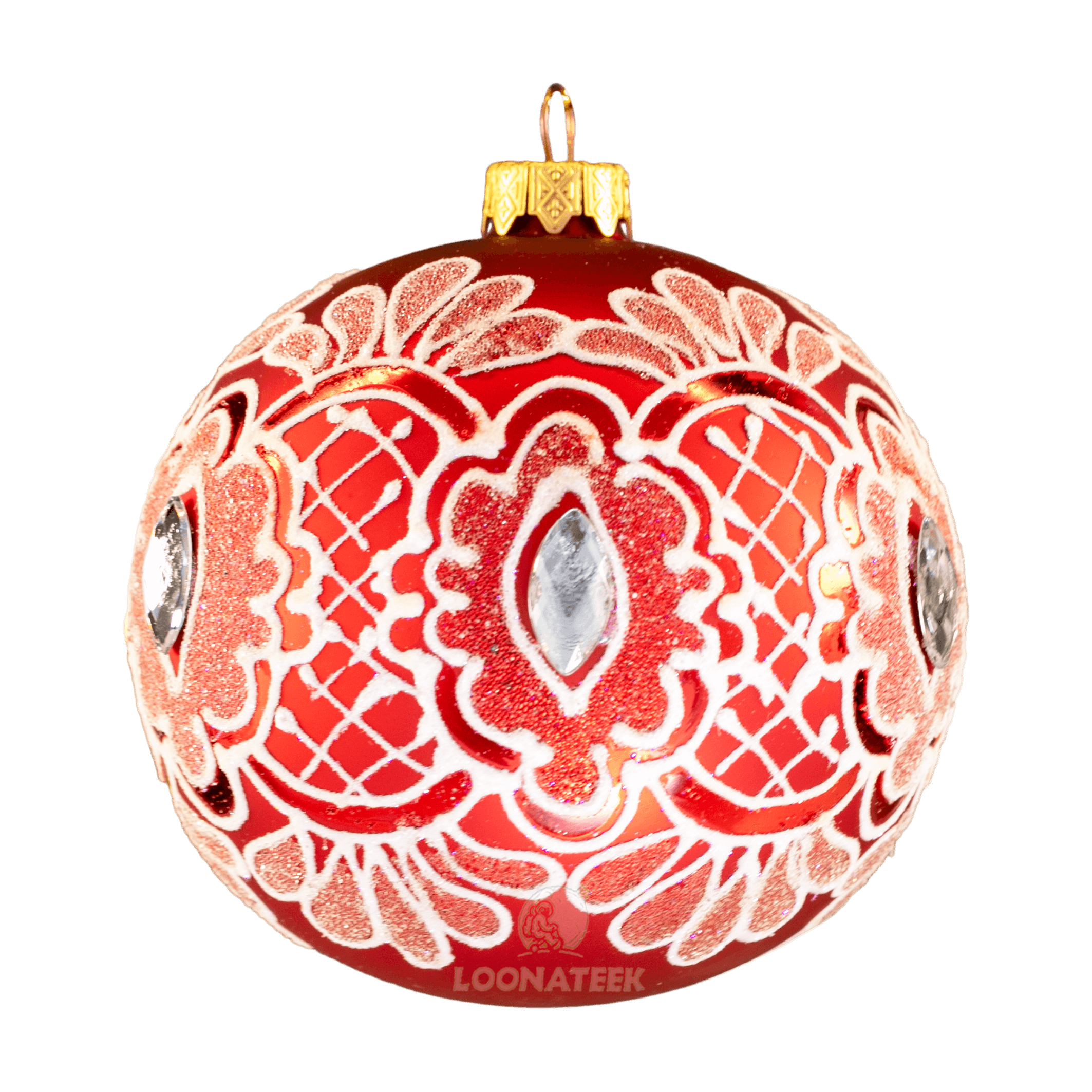 Большой красно-золотой Новогодний елочный Шар Графика (Коломеев)