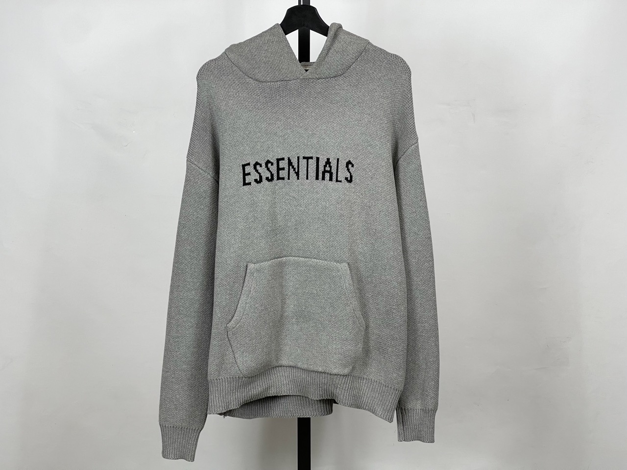 Knit Hoodie Fear Of God Essentials Chest Logo Grey