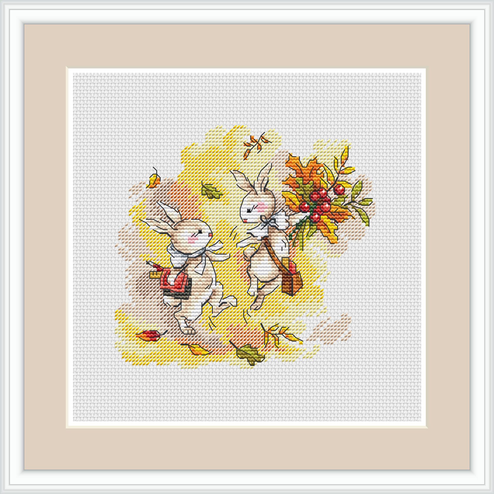 Autumn Rabbits 2 Cross Stitch Pattern