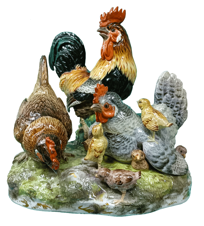 Фарфоровая скульптура Петух с семейством Meissen