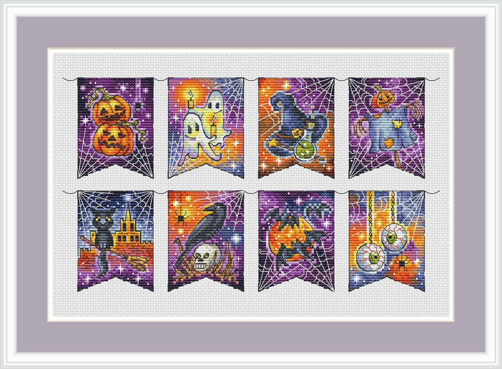 Halloween Flags Cross Stitch Pattern