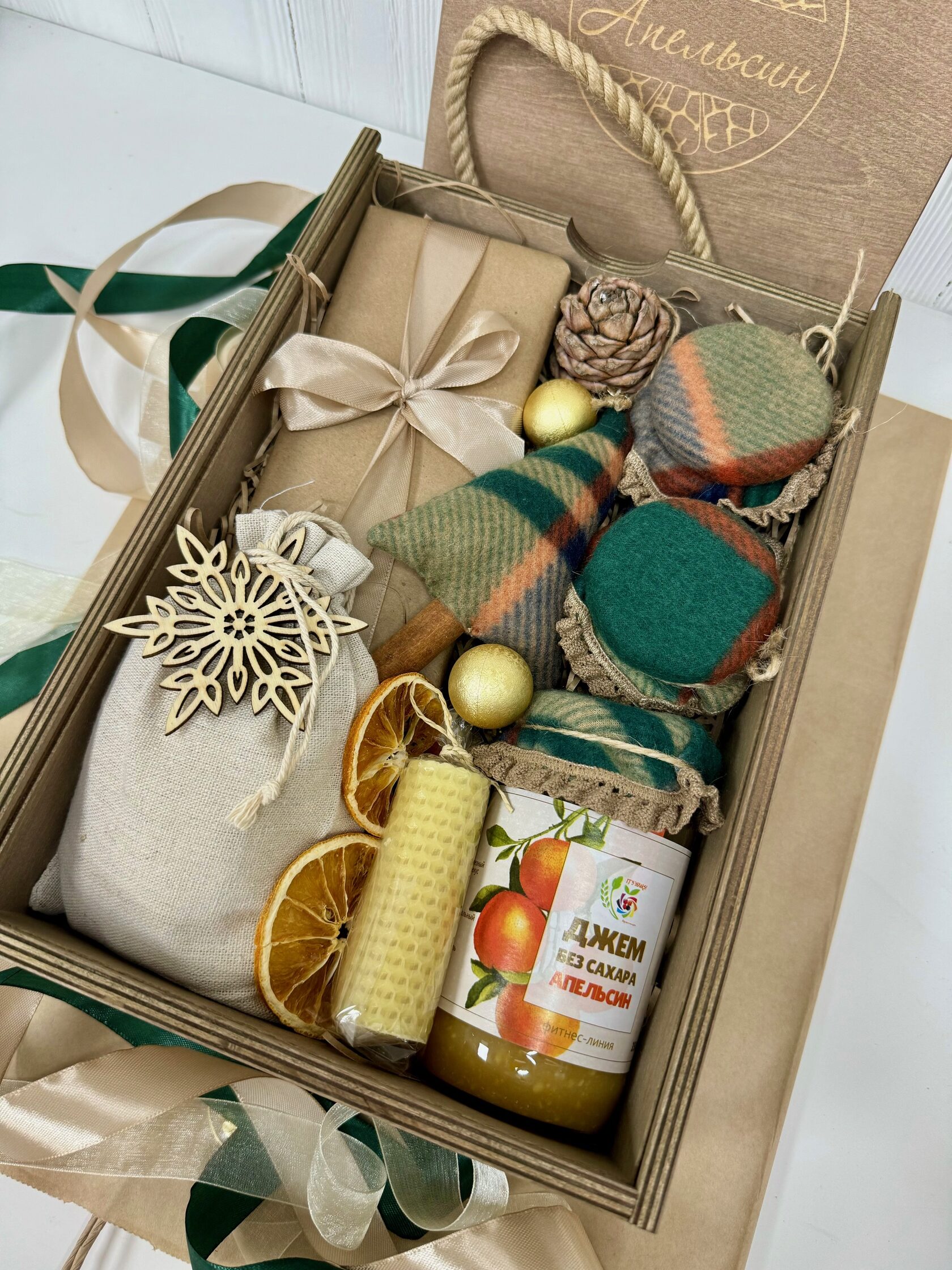 Новогодний подарок с джемом и вареньем в ящичке, 1201