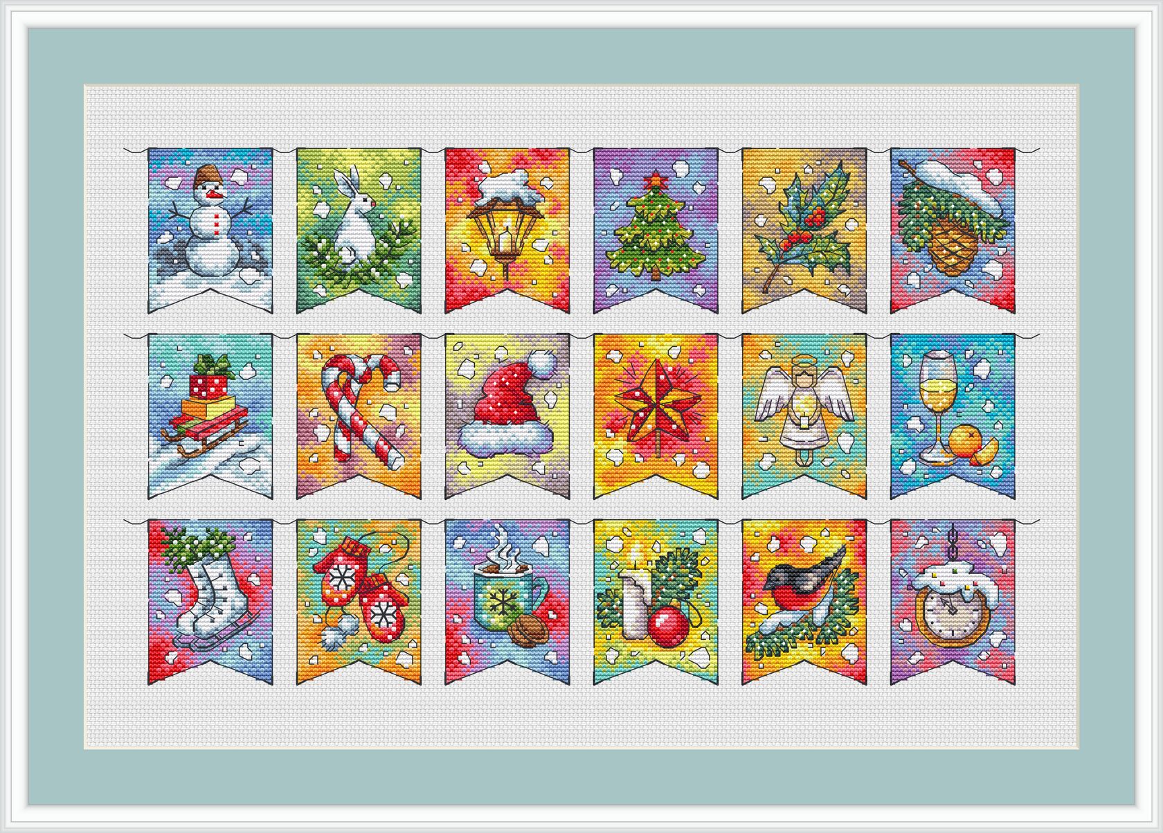 Winter Flags Cross Stitch Pattern
