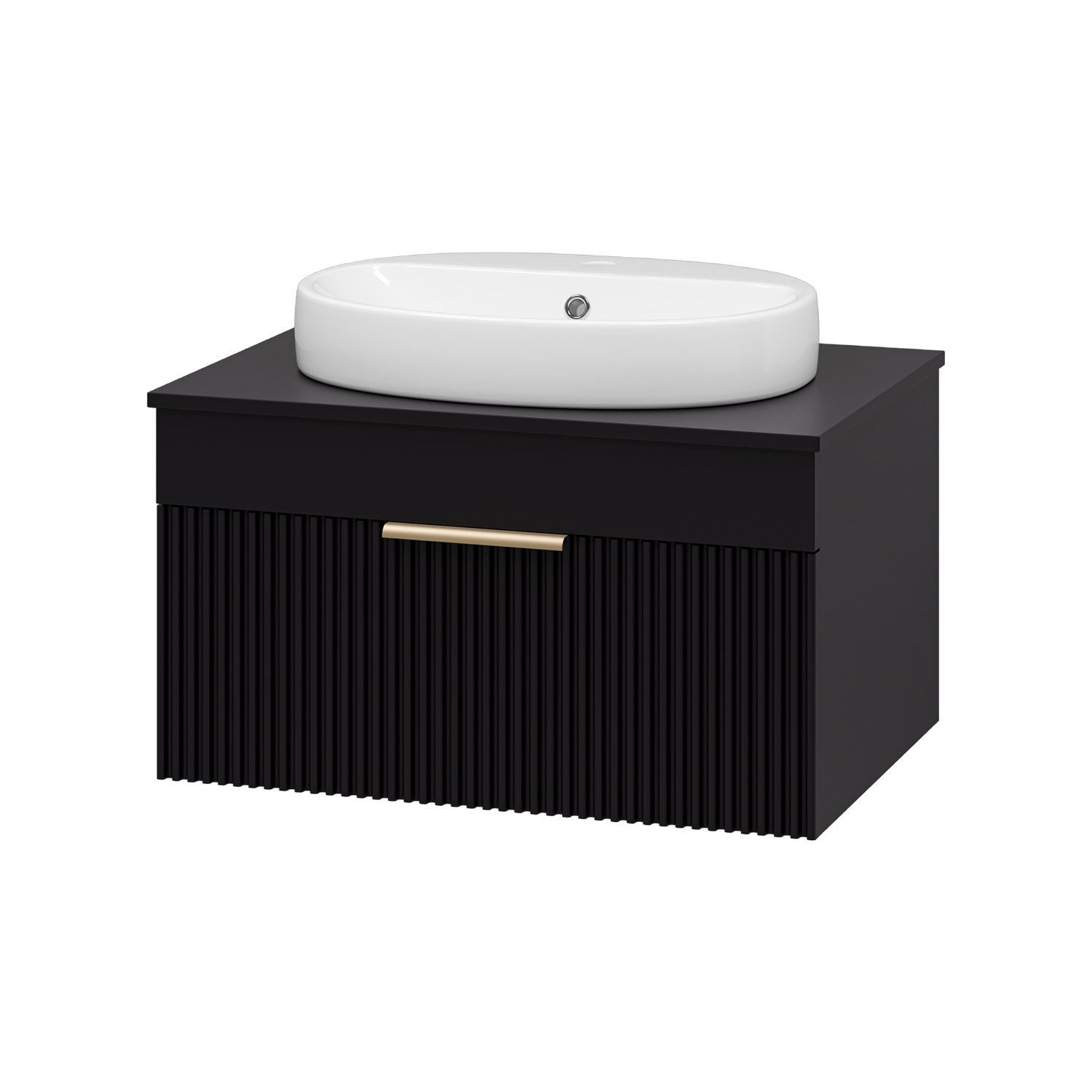 Комплект Brevita Enfida 70 черная тумба подвесная с раковиной