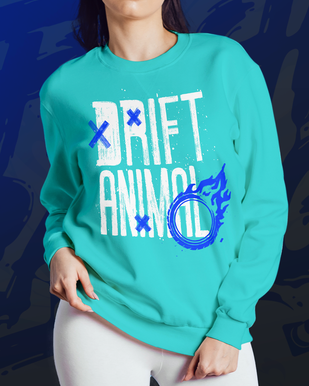 Свитшот мятный Drift Animal - Fresh Racing