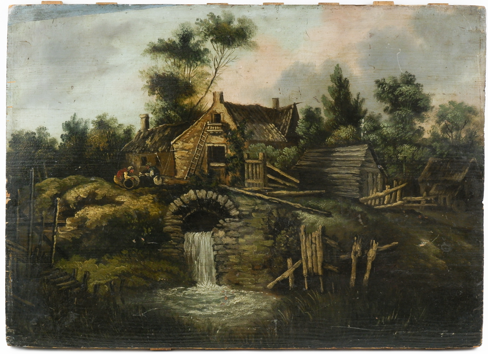 Неизвестный художник Картина Пейзаж с прудом и фермой вторая