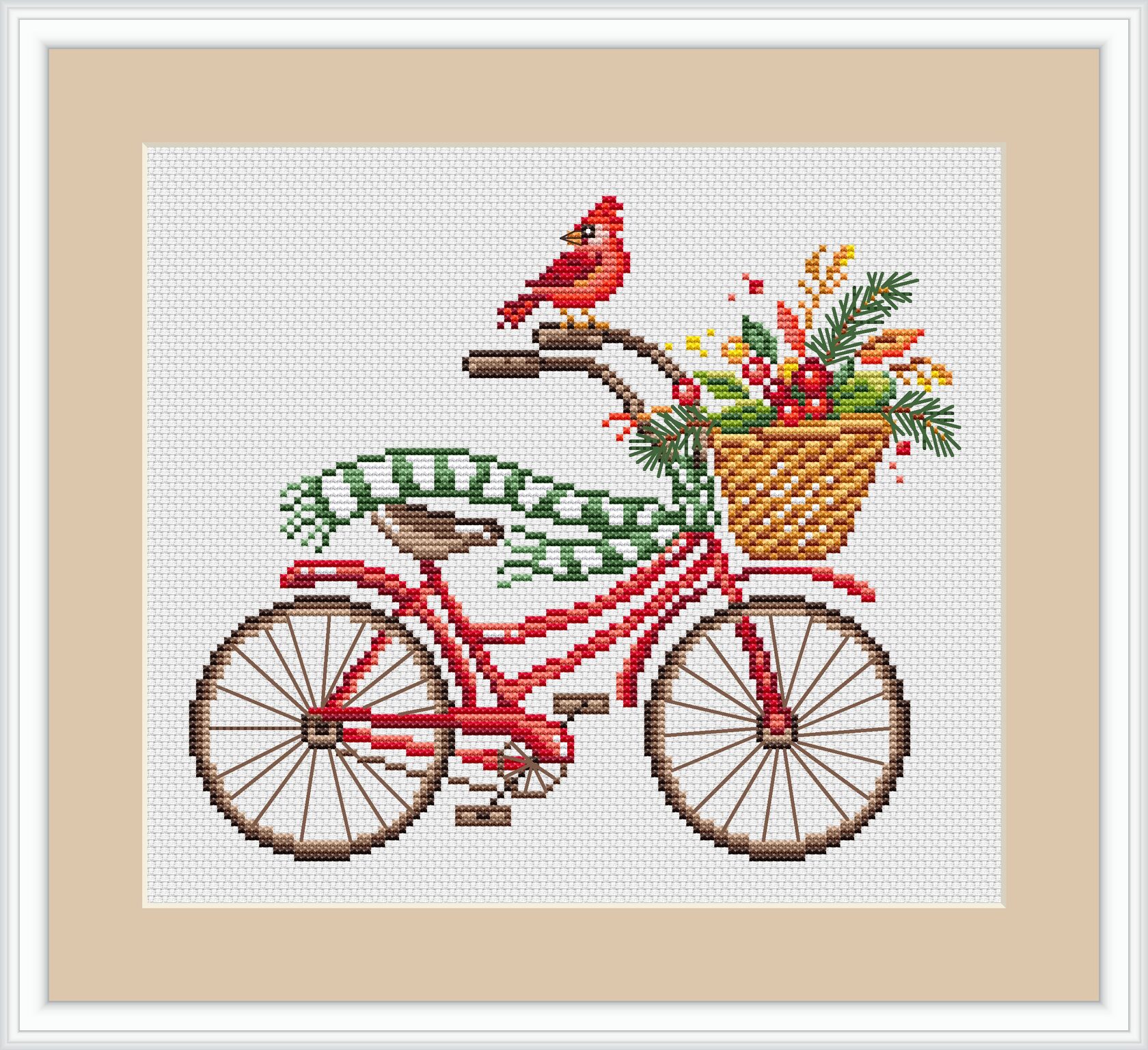 Winter Bicycle Cross Stitch Pattern