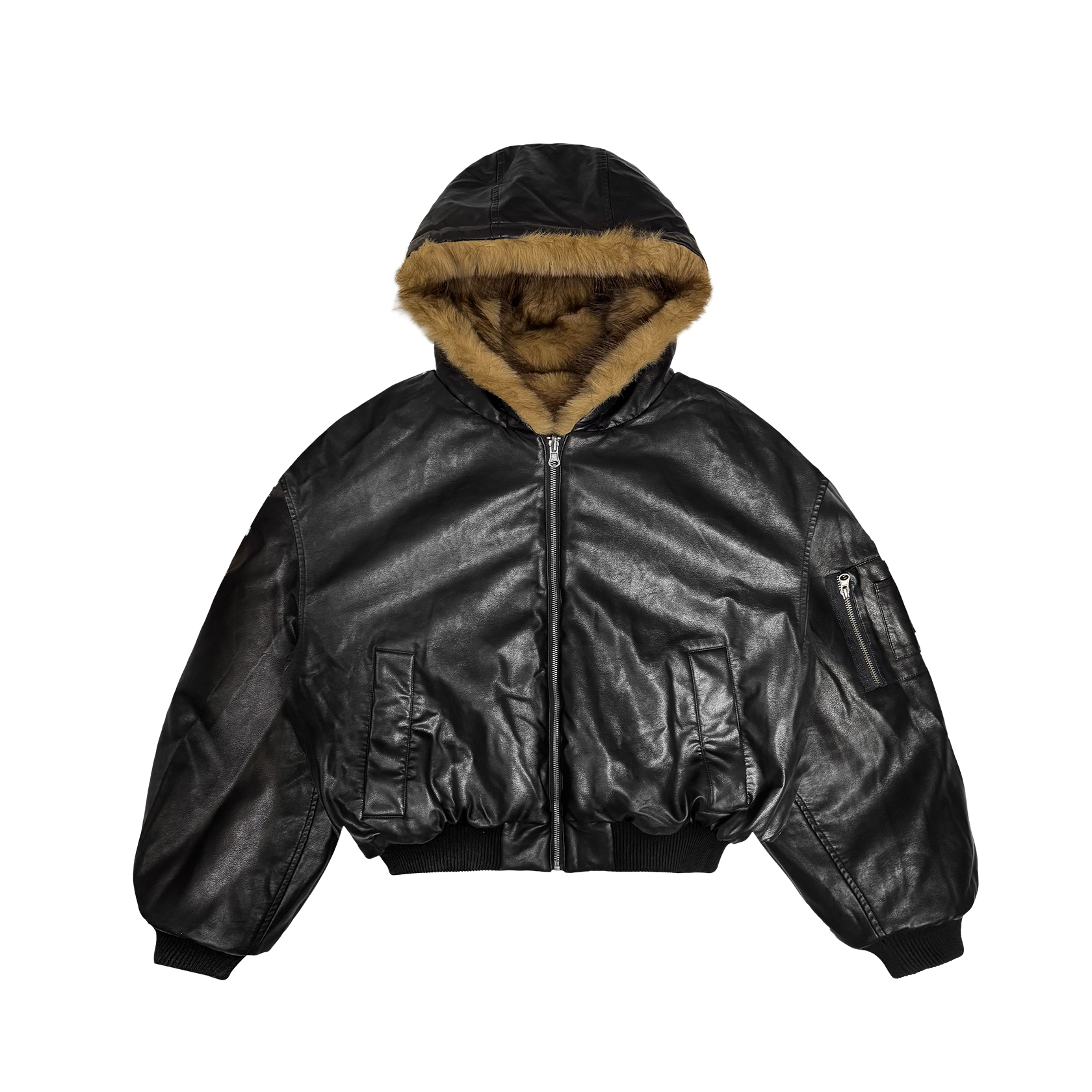 "FLUFFY" LEATHER BOMBER-JACKET